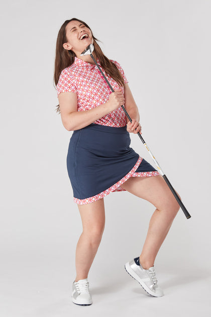 Milly Patterned Scalloped Skort Lush Pink & Mandarin – Swing Out Sister ...